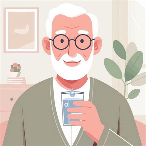 Premium Vector A Man Holding A Glass Of Water And A Picture Of A Man