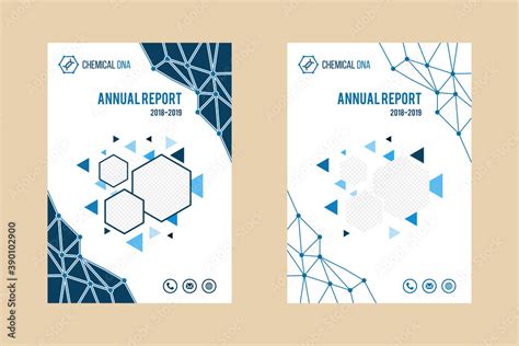Annual Report Cover Design Template For Chemical Industry With Vertical Layout White Background