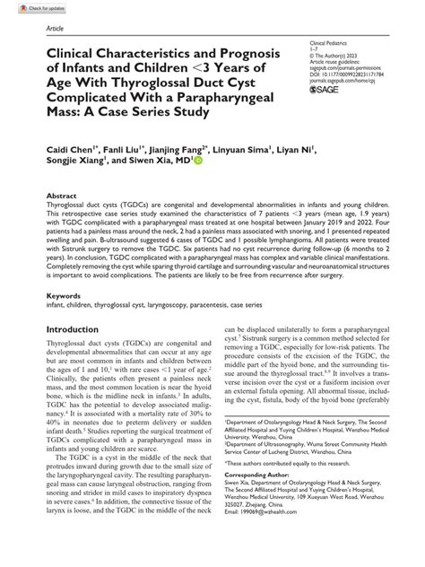 Chen Et Al 2023 Clinical Characteristics And Prognosis Of Infants And