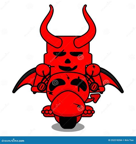 Motorcycle Skull Red Devil Mascot Stock Vector Illustration Of Head