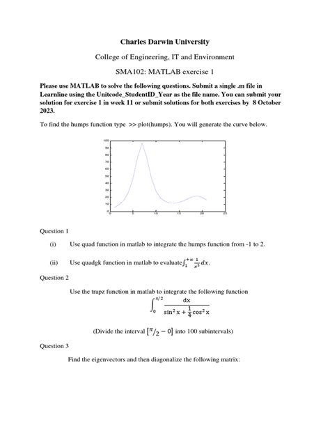 Sma102 Matlab Exercise 1 Pdf Matlab Mathematical Physics