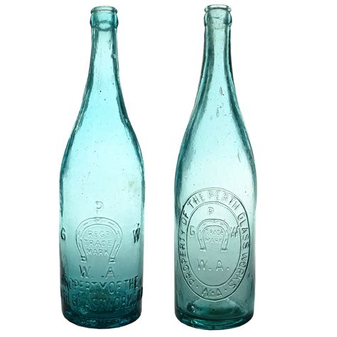 Pair Of Crown Seal Beers Perth Glass Works Pale Blue And Ice Blue 26