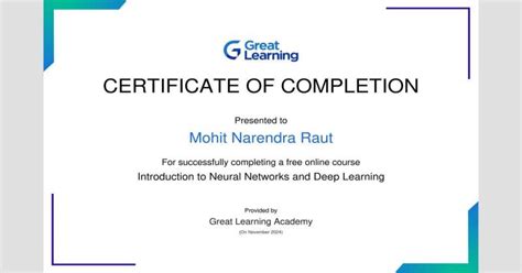 Mohit Raut On Linkedin Introduction To Neural Networks And Deep Learning Course Completion