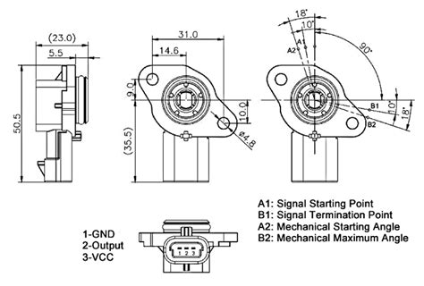rotary position angle sensor non contact 0~120°