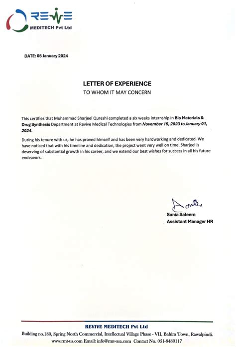 Muhammad Sharjeel Qureshi On Linkedin Internship Biomaterials