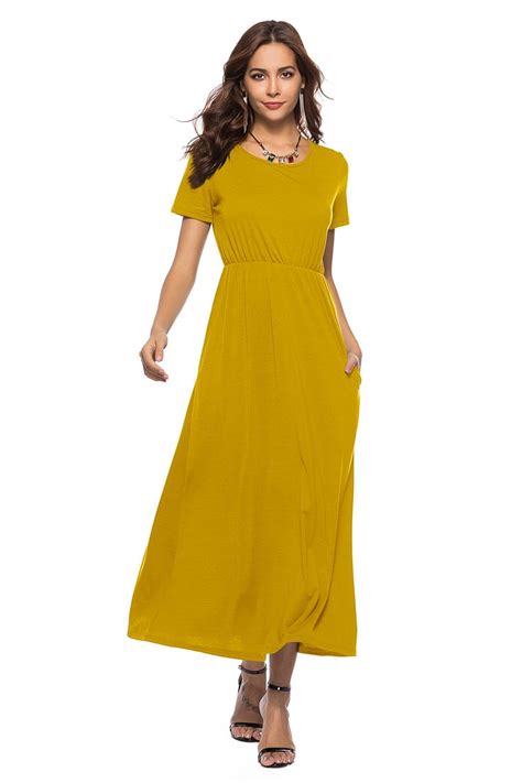 Solid Short Sleeve Maxi Dress Maxi Dress Maxi Dress With Sleeves
