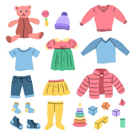 Dibujos Animados Color Ropa Niños íconos Colocar Vector 27545382