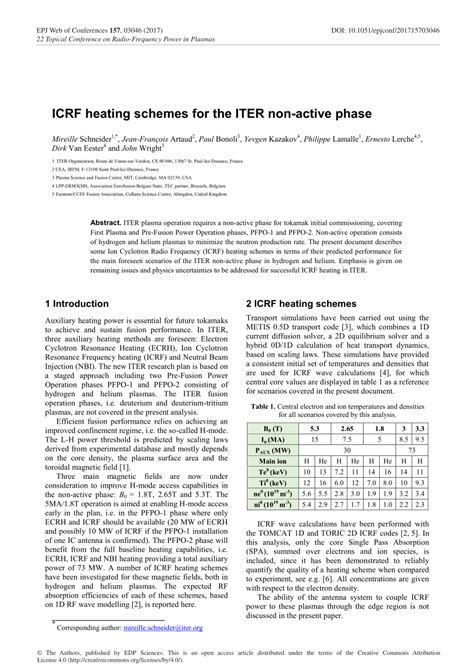 PDF ICRF Heating Schemes For The ITER Non Active Phase