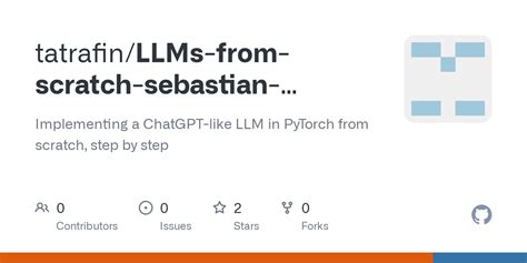 GitHub Tatrafin LLMs From Scratch Sebastian Raschka Implementing A