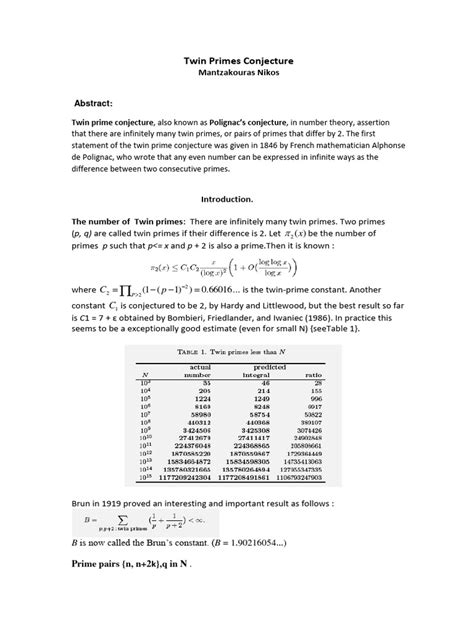 Twin Primes Conjecture Mantzakouras Nikos Typeset Io Pdf