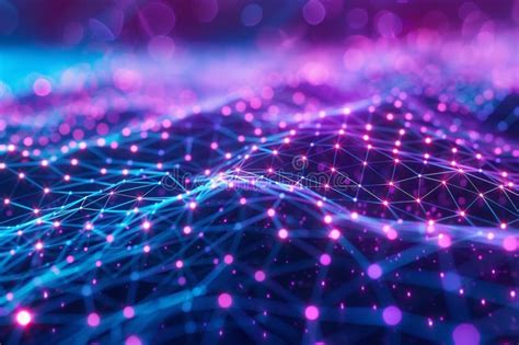 3d Network Structure Dense Grid Of Points And Connecting Lines Data