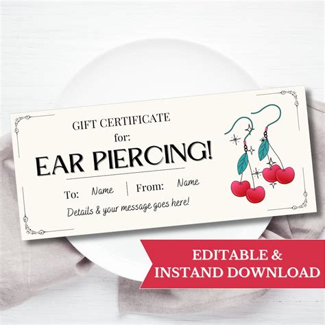 Ear Piercing T Certificate Template Surprise Birthday Printable