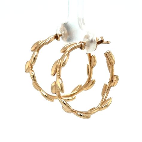 Tiffany And Co Paloma Picasso Olive Leaf Hoop Earrings In 18 Karat