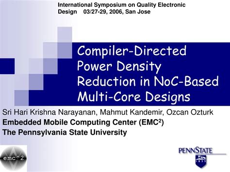 ppt compiler directed power density reduction in noc based multi core