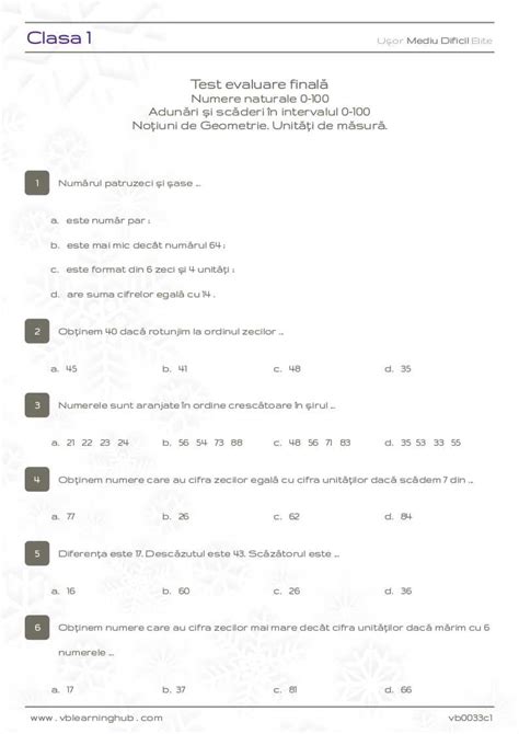 Clasa 1 Test Evaluare Finală Matematică Conține 3 Pagini Mediu