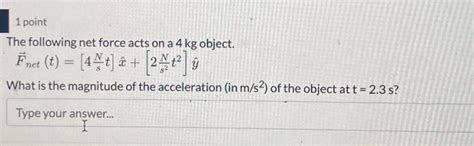 Solved Point The Following Net Force Acts On A Kg Chegg