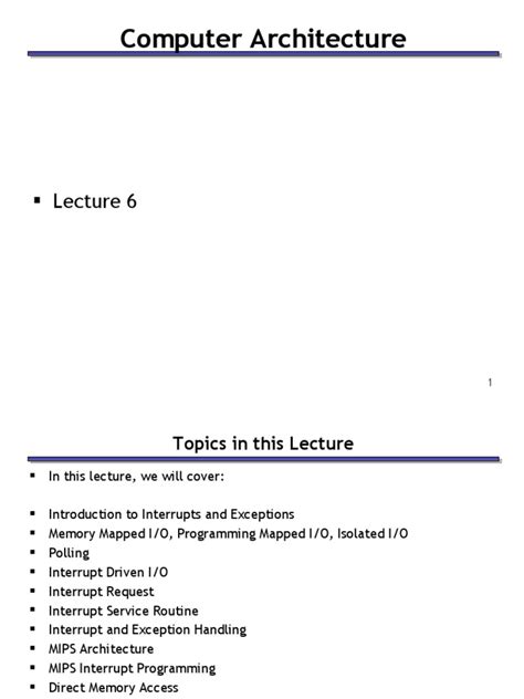 computer architecture lecture 6 pdf input output central processing unit