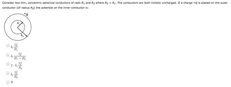 Solved Consider Two Thin Concentric Spherical Conductors Of Chegg