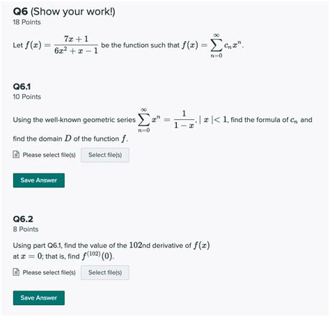 solved q6 show your work 18 points 00 7 1 let f x be