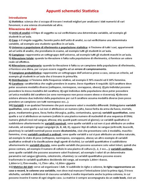 Riassunto Statistica Pdf