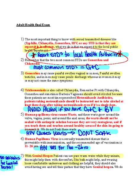 Exam Note Adult Health Final Exam The Most Important Thing To Know With