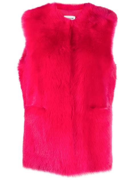 P A R O S H Shearling Open Front Gilet Jacket Farfetch