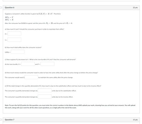 solved question 6suppose a consumer s utility function is