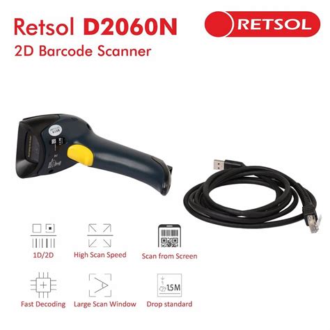 Handheld Retsol D2060n 2d Barcode Scanner Wired Corded At Best Price