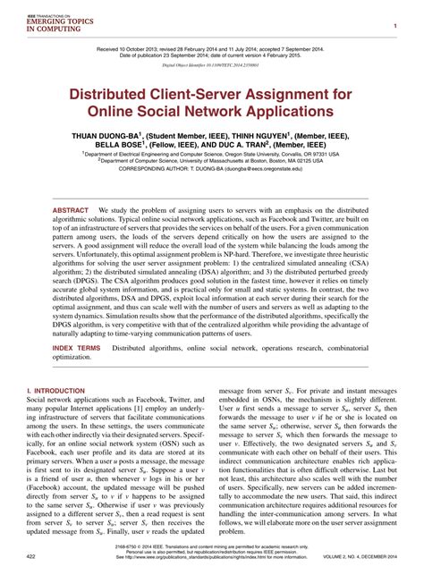 Pdf Distributed Client Server Assignment For Online Social Network