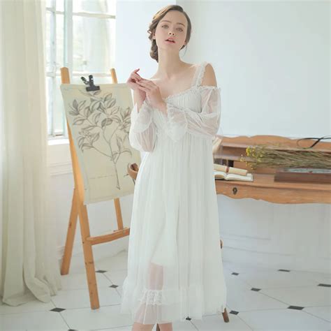 Cotton Princess Nightgowns Plus Size Vintage Women Sexy Home Wear