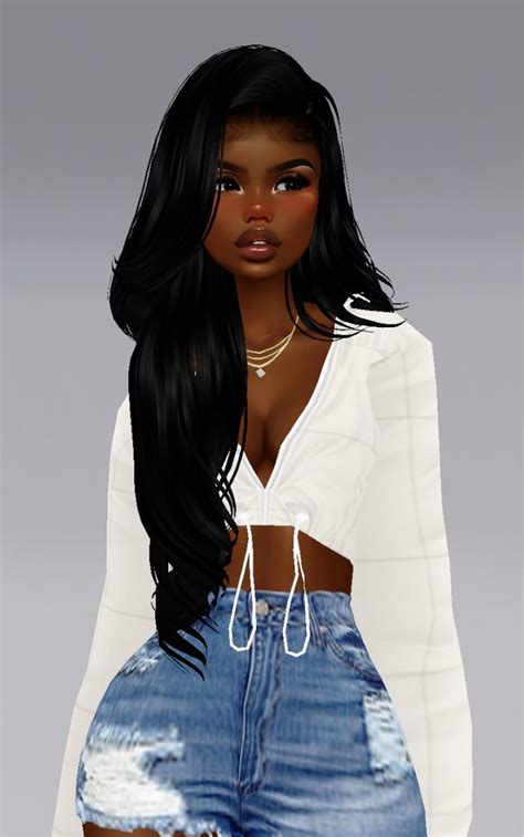 A Woman With Long Black Hair Wearing High Waist Denim Shorts