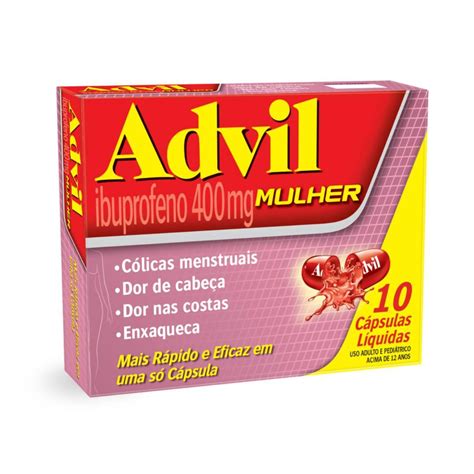 Advil Mulher 400mg Analgésico Para Alívio Da Cólica Menstrual Blister