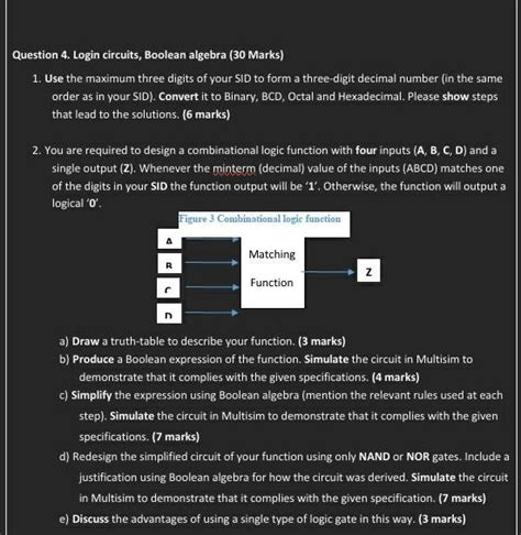Solved Luestion 4 Login Circuits Boolean Algebra 30