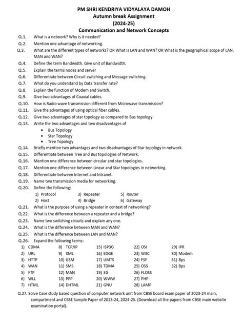 Computer Network Autumn Break Assignment Pdf Computer Network Network Topology