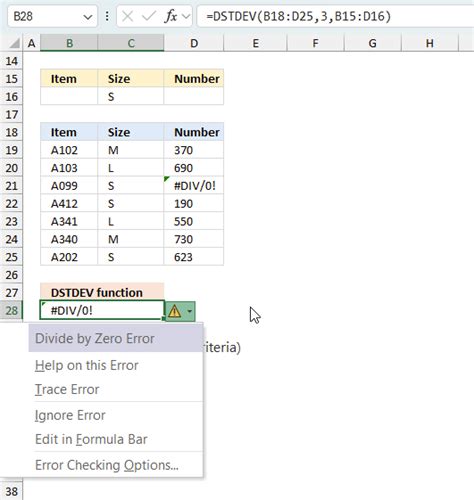 How To Use The Dstdev Function