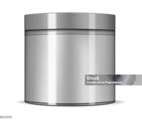 흰색 배경에 격리 된 뚜껑과 빈 레이블이있는 둥근 화장품 항아리 사실적인 모형 그림 나사 캡 벡터 템플릿이있는 미용 제품 포장 용기 3차원 형태에 대한 스톡 벡터 아트 및