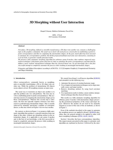 3d morphing without user interaction submitted to eurographics