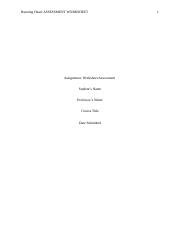 WORKSHEET ASSESSMENT Doc Running Head ASSESSMENT WORKSHEET