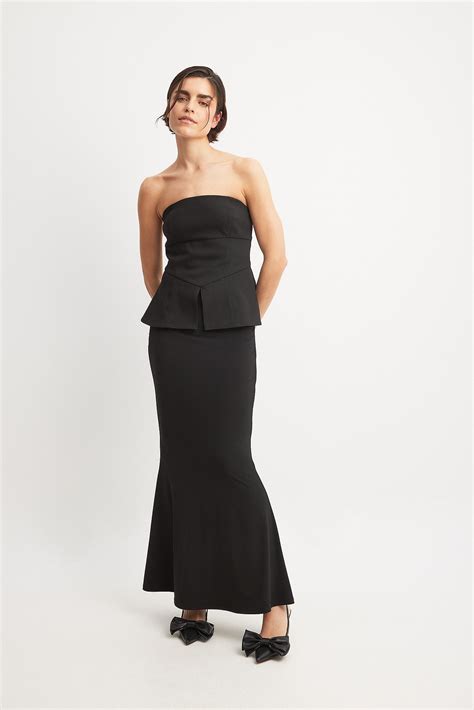 Bandeau Peplum Corset Top Black Na Kd