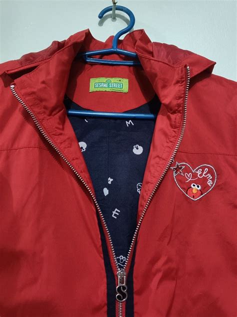 Sesame Street Elmo Golf Jacket With Detachable Hood Womens Fashion