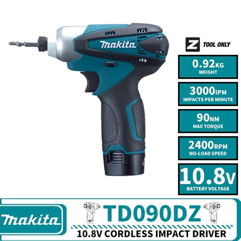 MAKITA 무선 임팩트 드라이버 드릴 TD090DZ 10 8V 리튬 전동 공구 전기 스크루 드라이버 2400RPM