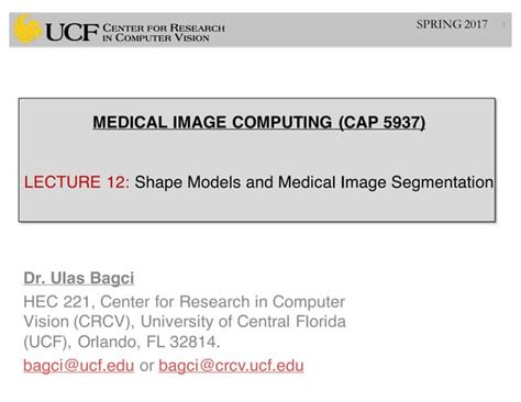 Lec12 Shape Models And Medical Image Segmentation Ppt