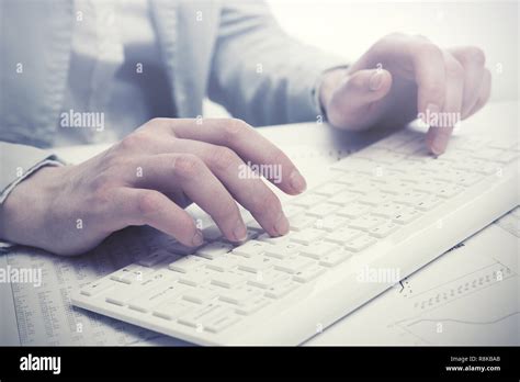 Business Woman Using Computer Keyboard In Office Stock Photo Alamy