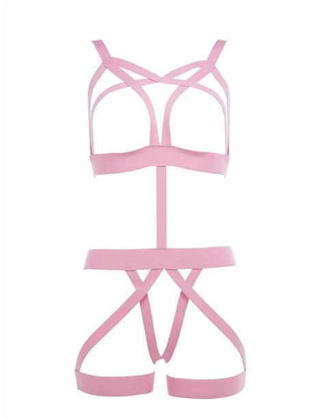Just A Flirt Pink Open Teddy With Attached Leg Bands 4 0013kp 04001