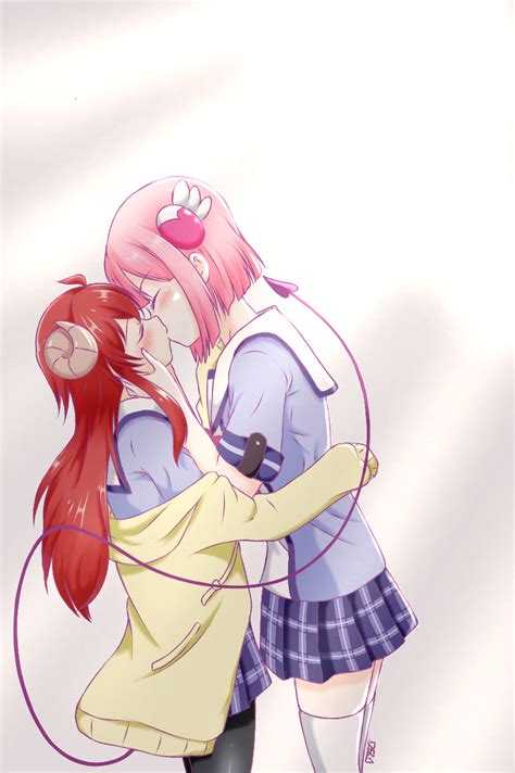 Safebooru 2girls Ahoge Black Legwear Blush Chiyoda Momo Closed Eyes