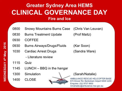 Clinical Governance Day May 4th 2016 Greater Sydney Area Hems