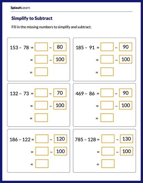 Simplify And Subtract Worksheet