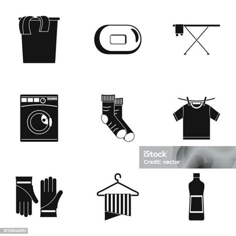 洗衣房圖示設置 簡單風格向量圖形及更多home Improvement圖片 Home Improvement 一組物體 乾的 Istock