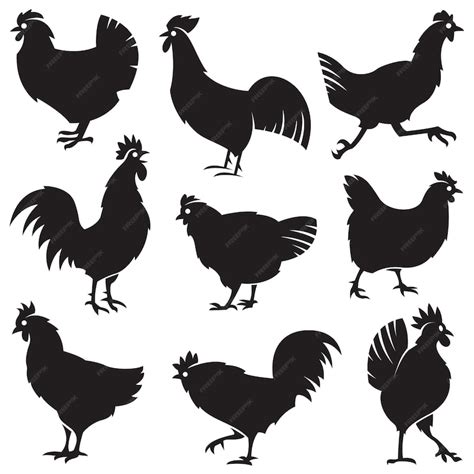 Силуэты цыплят | Премиум векторы