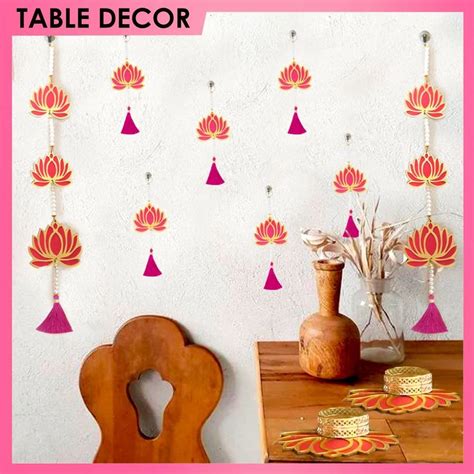 Golden With Pink Floral Acrylic Kamal Design Home Decorative Latkan For Decoration At ₹ 25